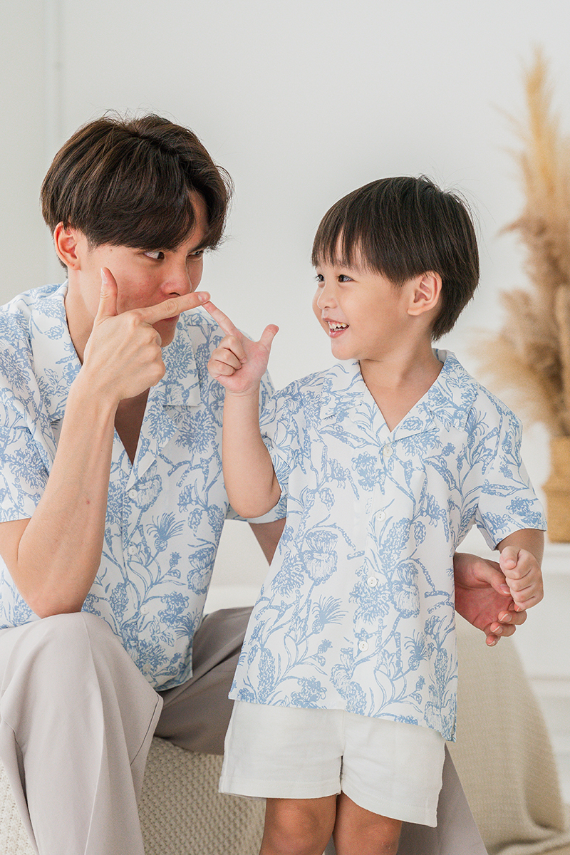 *RESTOCKED* Kids Jay Collar Shirt (Columbia Blue Batik) | Dear Lyla