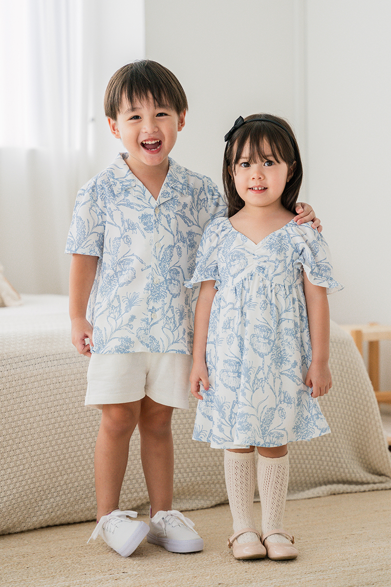 *RESTOCKED* Kids Jay Collar Shirt (Columbia Blue Batik) | Dear Lyla