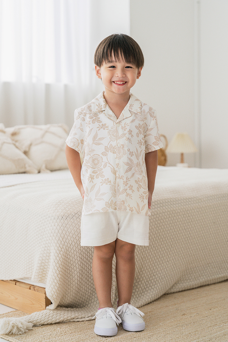 Kids Jay Collar Shirt (Sand Botanical) | Dear Lyla