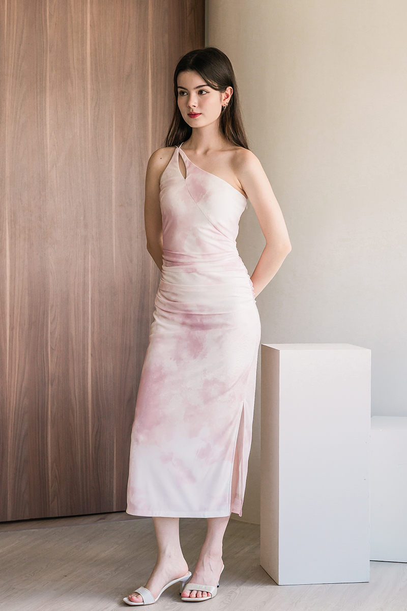 Alesha Padded Tie-Dye Toga Midaxi Dress (Pink Mist) | Dear Lyla