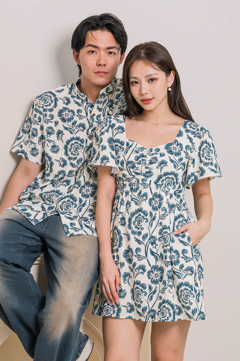 Angela Flutter Sleeve Babydoll Romper Dress (Oriental Blossom) | Dear Lyla