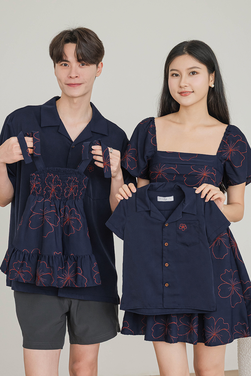Kids Jay Collar Shirt (Navy Florette) | Dear Lyla