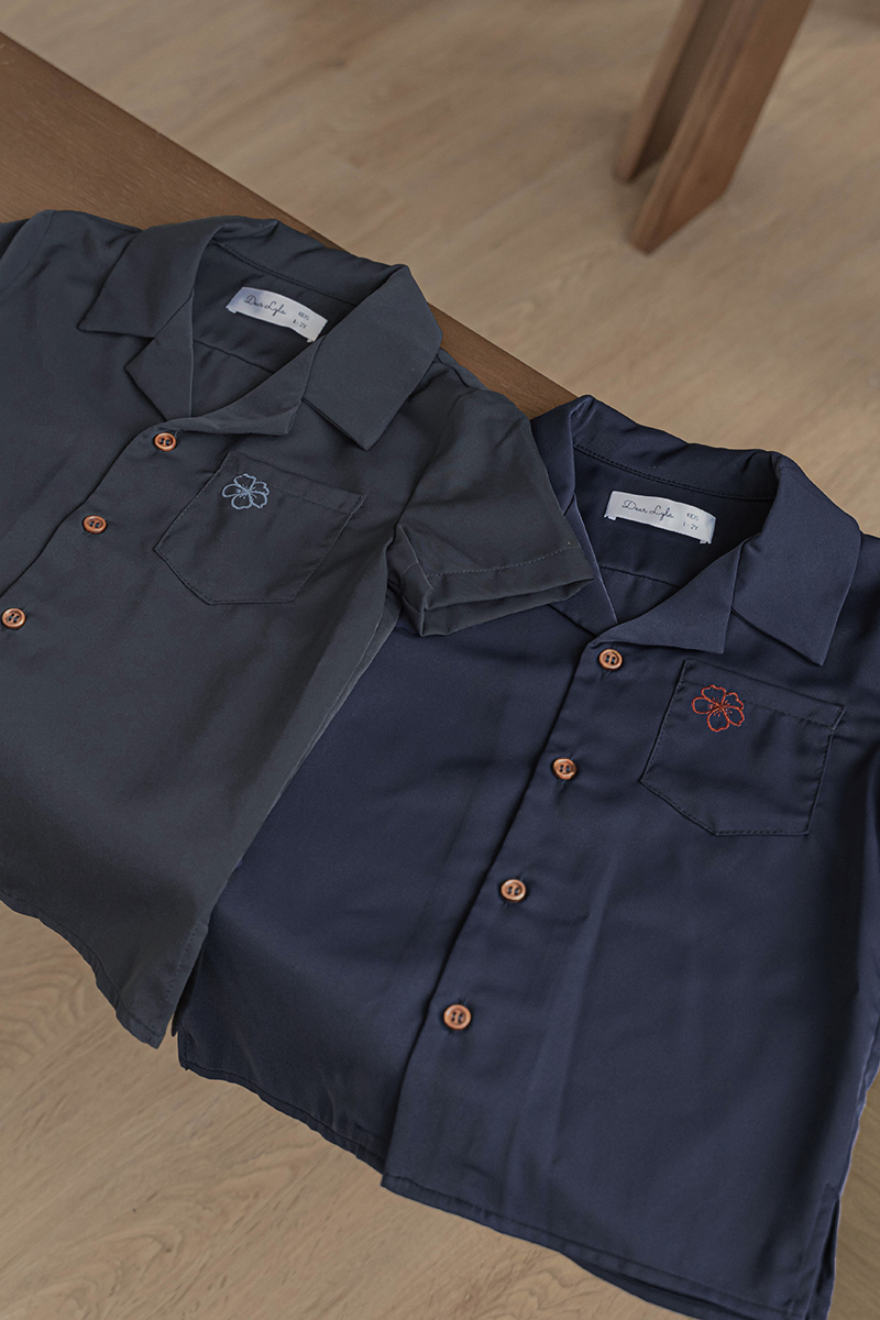 Kids Jay Collar Shirt (Midnight Florette) | Dear Lyla