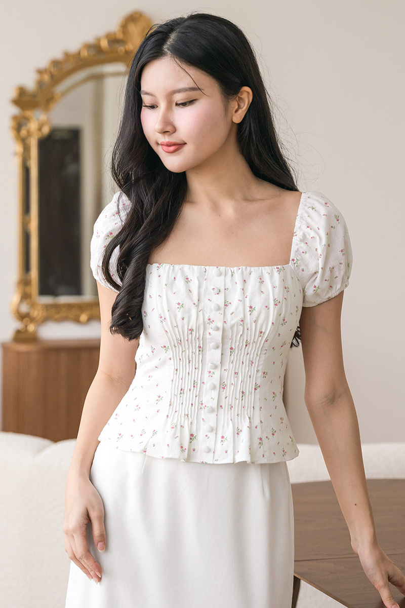 *RESTOCKED* Clover Padded Pintuck Top (Rose Garden) | Dear Lyla