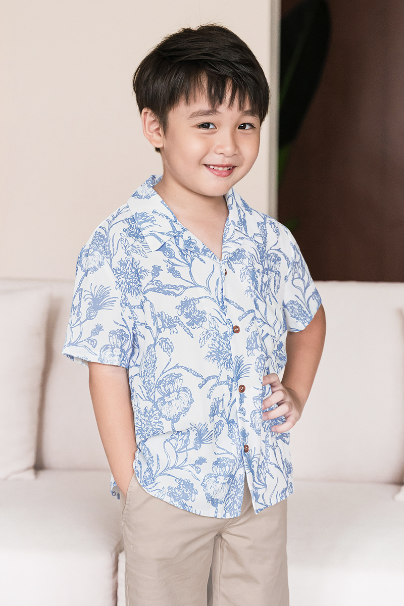Kids Jay Collar Shirt (Blue Batik) | Dear Lyla